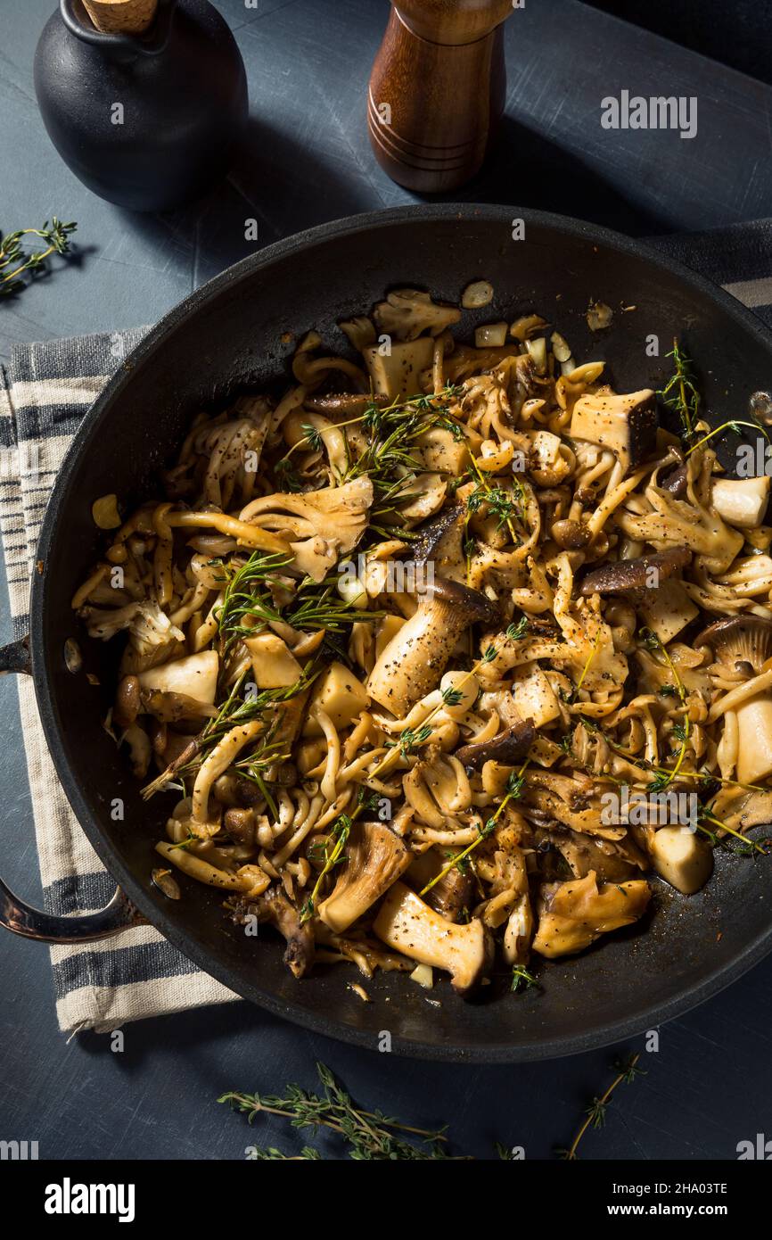 Healthy Homemade Gourmet Cooked Mushrooms in a Pan Stock Photo - Alamy