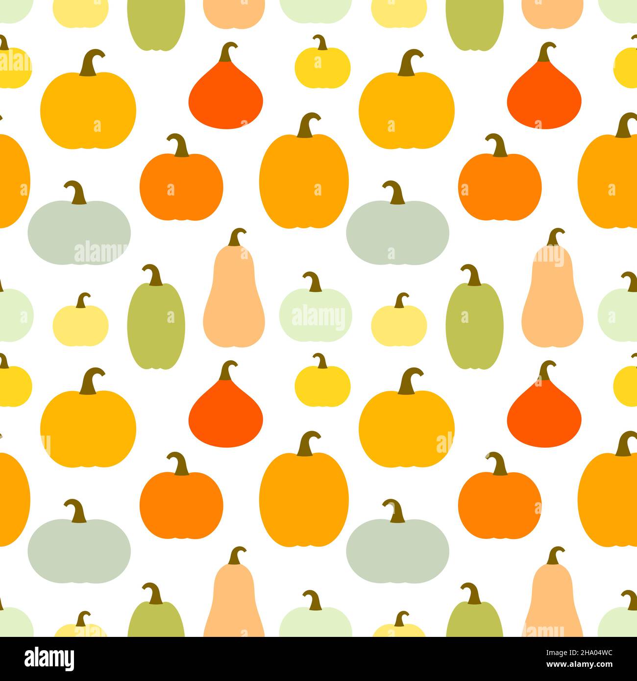 Pumpkins various shapes and colors seamless pattern. Vector ...