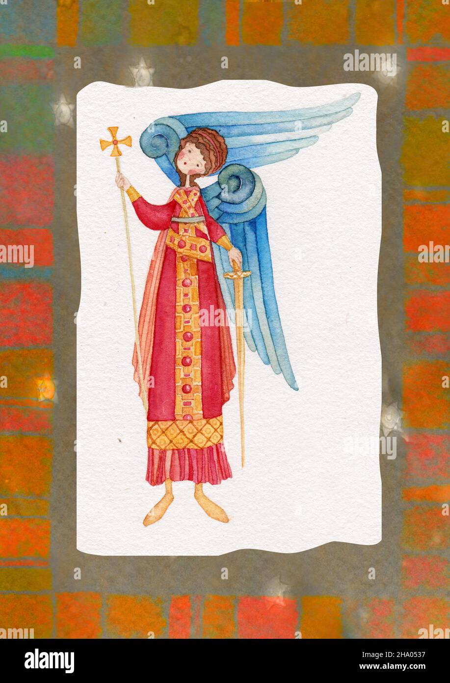 Illustration of Guardian Angel Stock Photo - Alamy