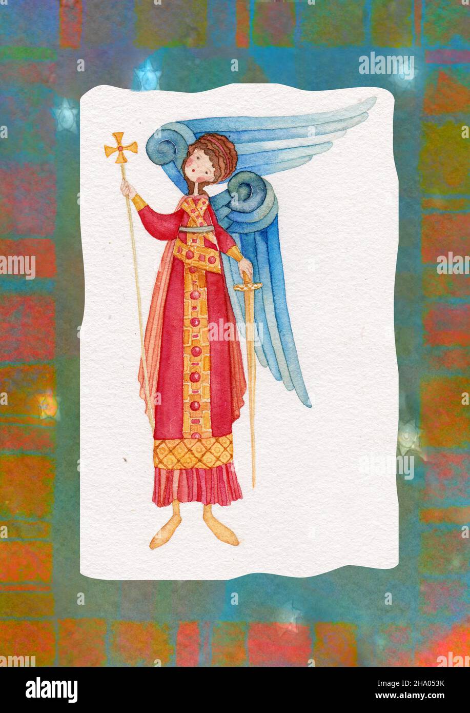 Illustration of Guardian Angel Stock Photo - Alamy