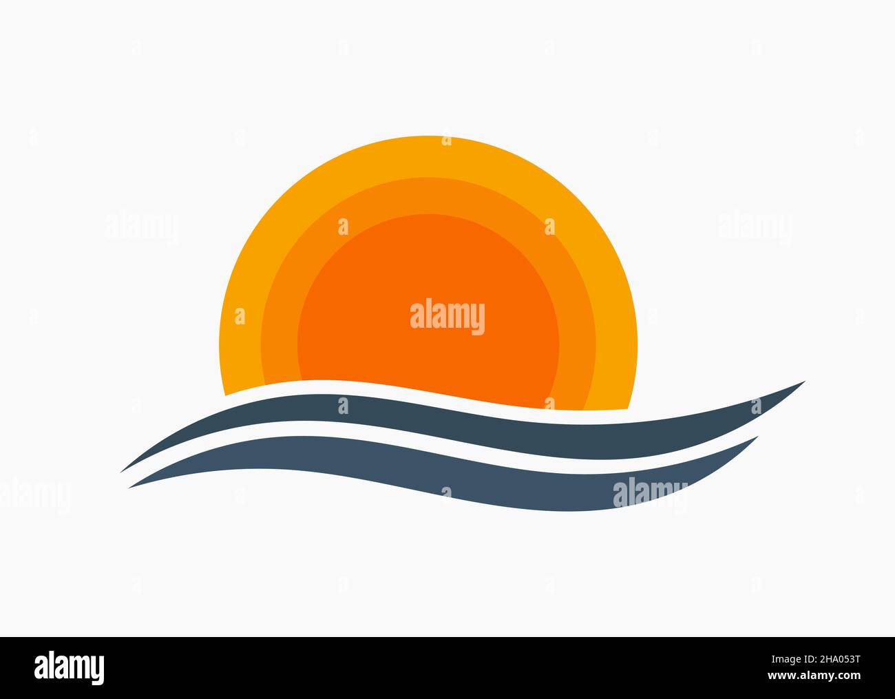 Sunset over sea icon. Vector illustration Stock Vector Image & Art - Alamy