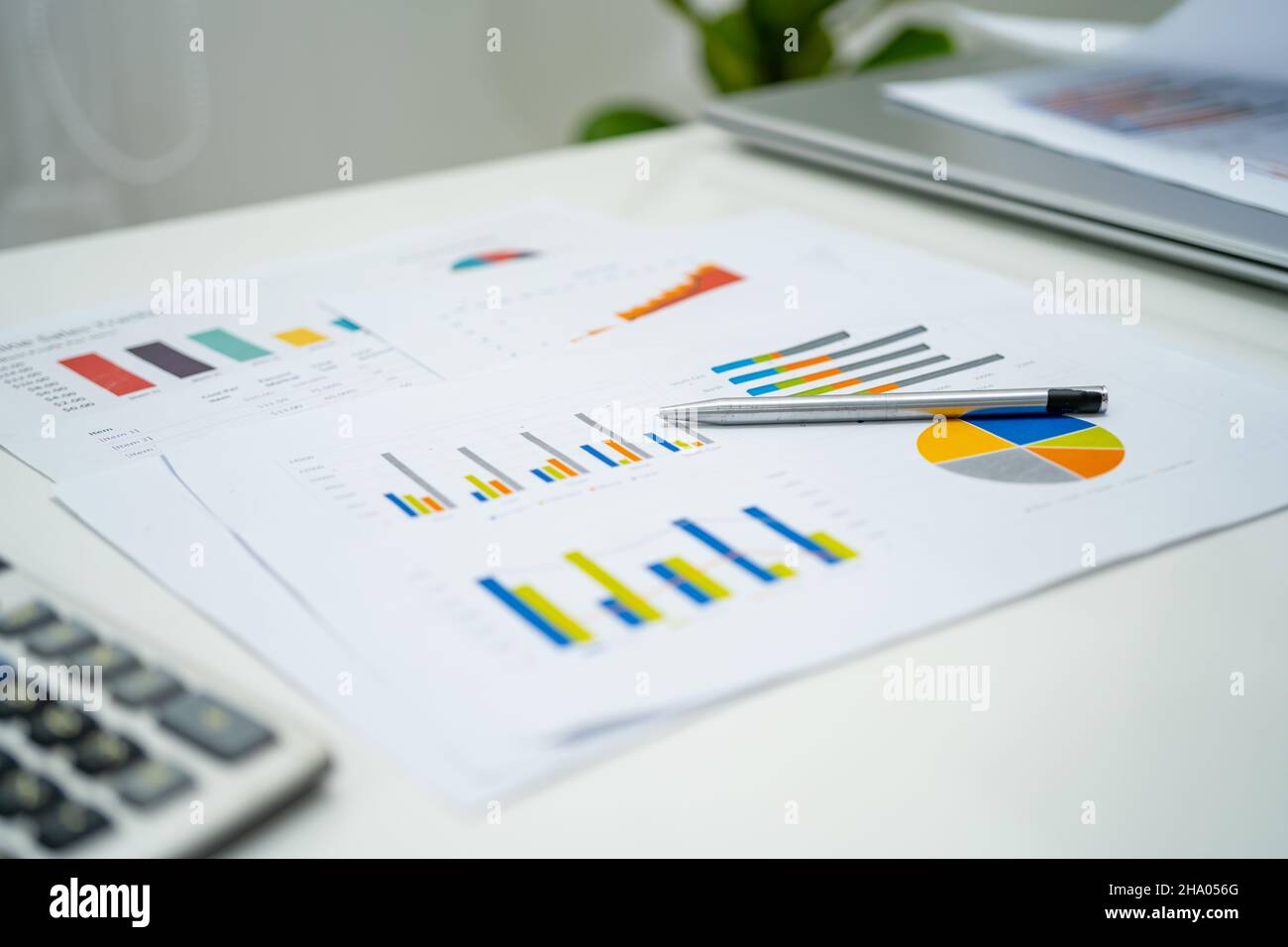 Chart graph financial reports project accounting in modern office ...