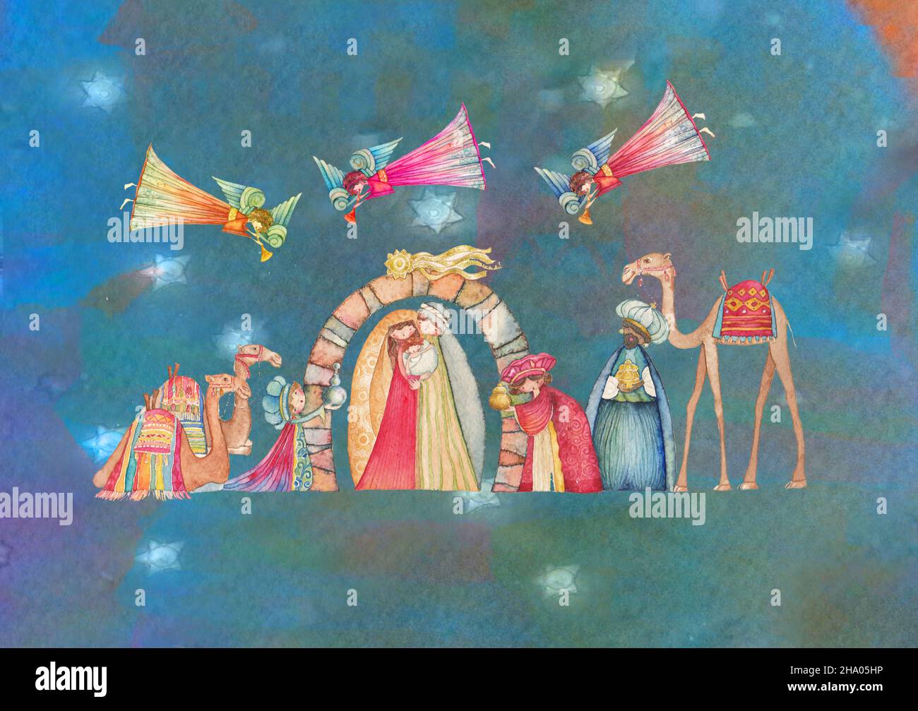 Illustration of Guardian Angel Stock Photo - Alamy