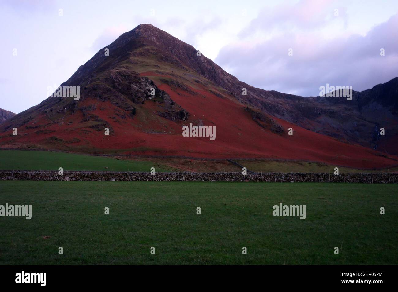 Sunset on the Wainwright 'Fleetwith Pike' from Path to Peggy's Bridge ...