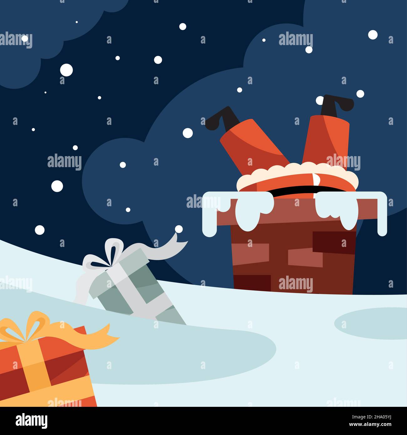 santa entering for chimney character Stock Vector Image & Art - Alamy