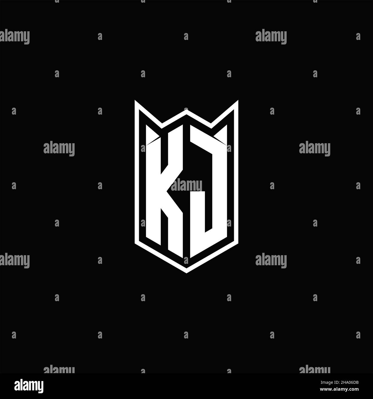 KJ Logo monogram with shield shape designs template vector icon modern ...