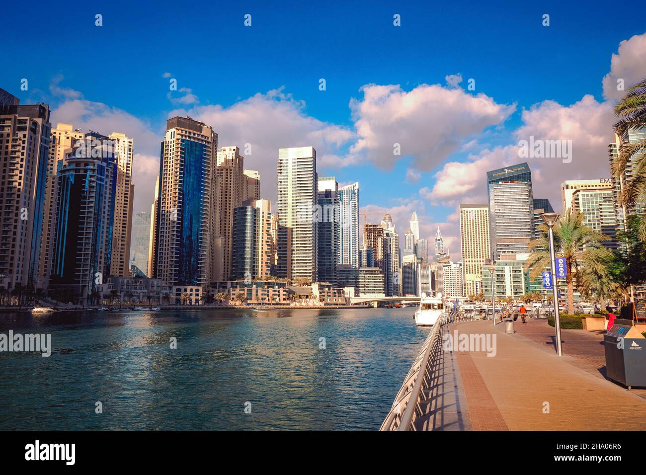 Beautiful view of the promenade along the waterway that passes through ...