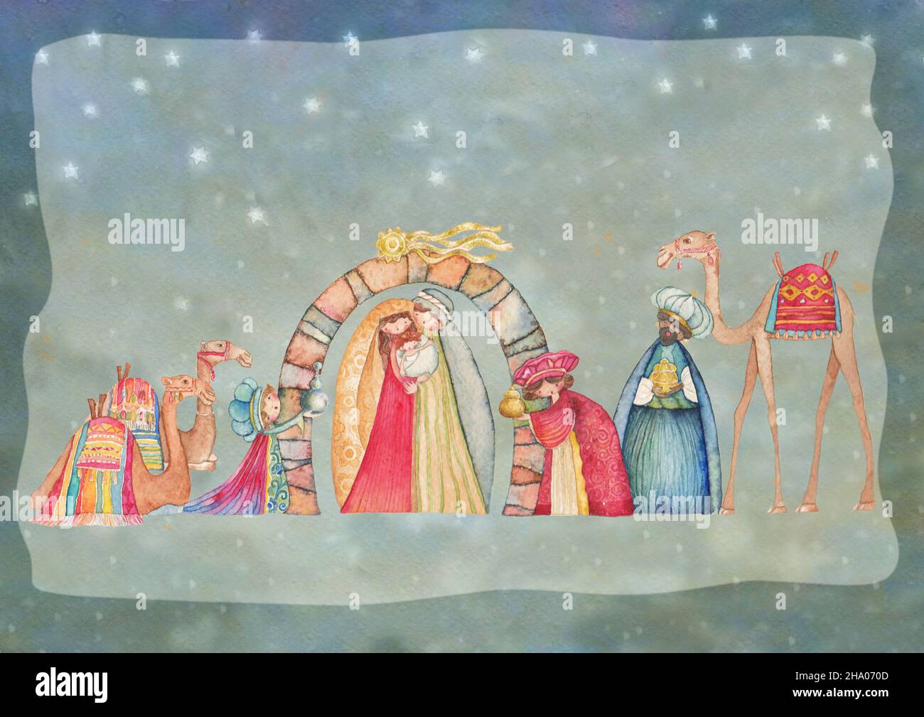 Christmas Nativity scene: Jesus, Mary, Joseph Stock Photo - Alamy
