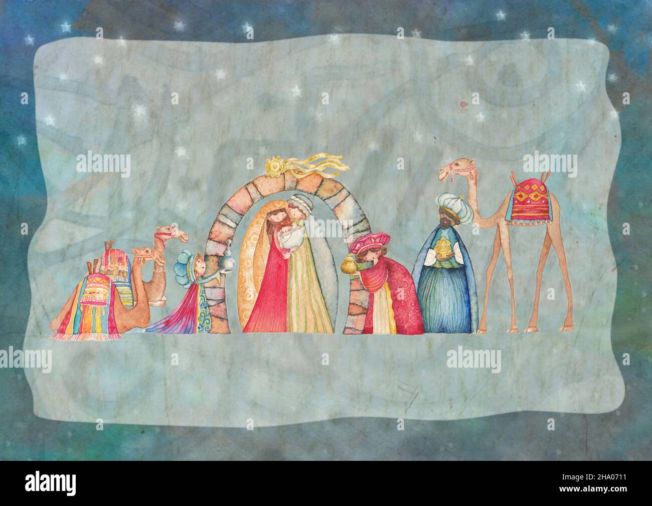 Christmas Nativity scene: Jesus, Mary, Joseph Stock Photo - Alamy