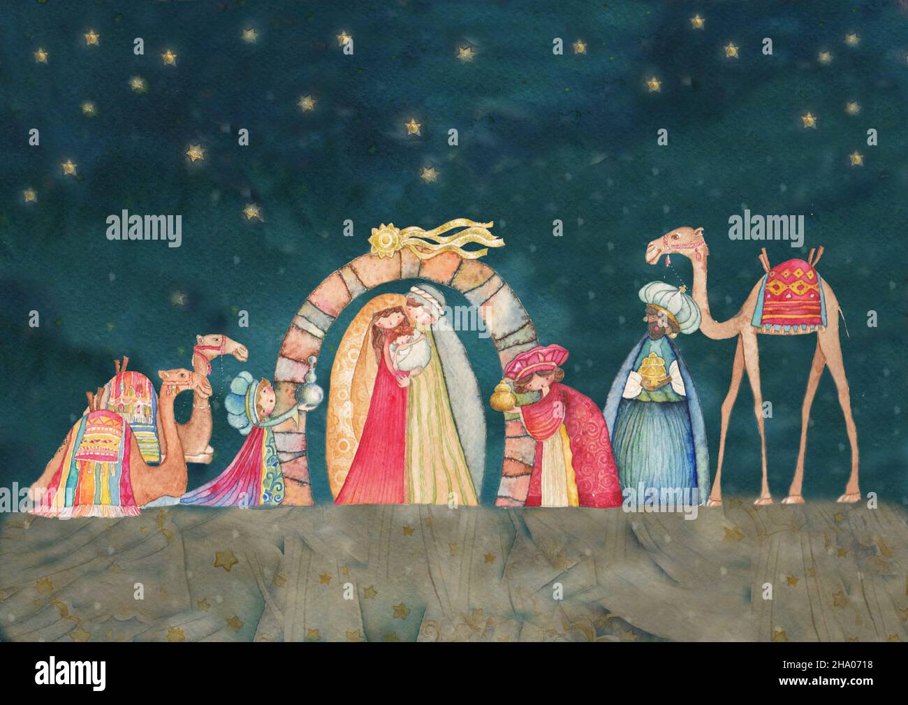 Christmas Nativity scene: Jesus, Mary, Joseph Stock Photo - Alamy