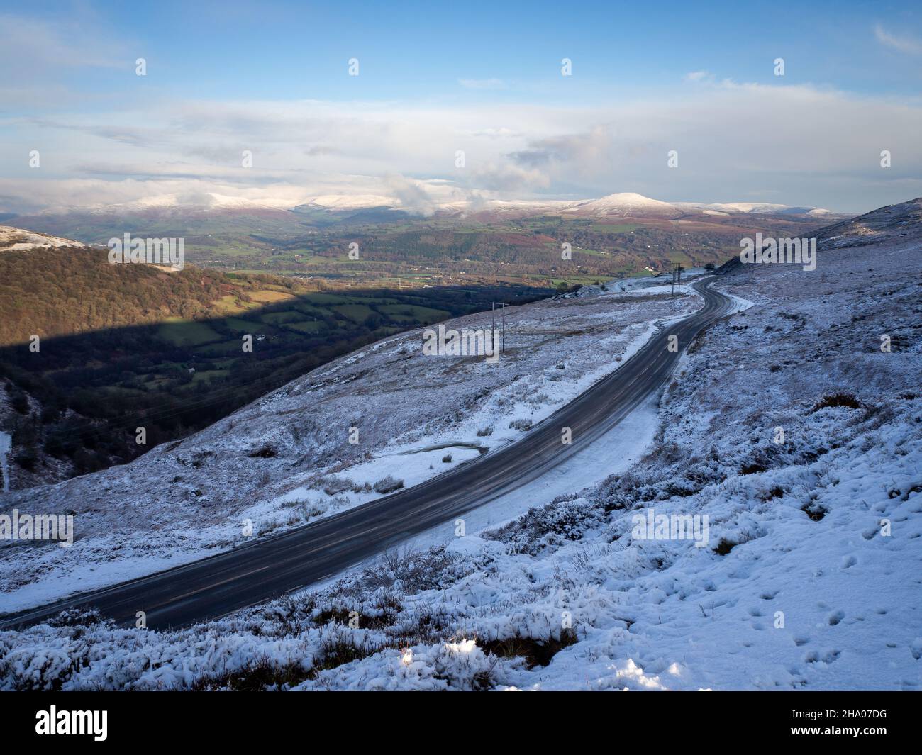 Winter Scene in the Brecon Beacons with snow covering the South Wales ...