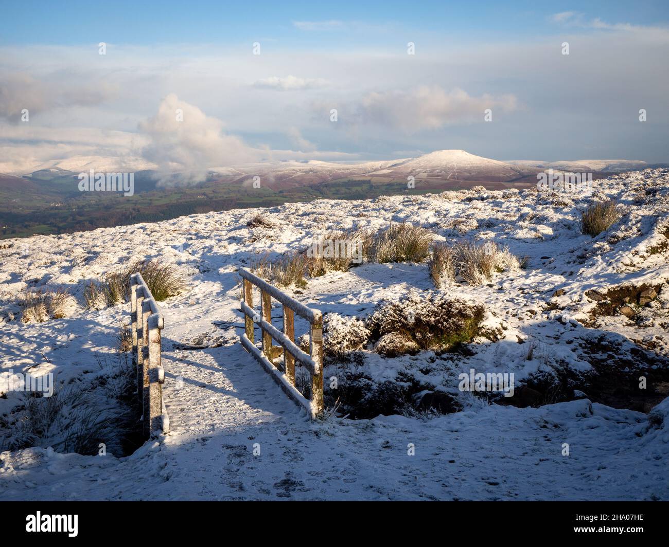 Winter Scene in the Brecon Beacons with snow covering the South Wales ...