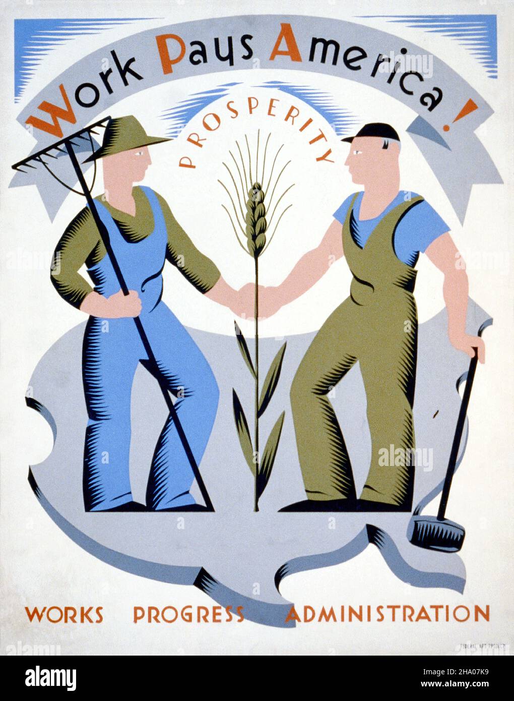 Work Pays America - Work Progress Administration - Vintage poster Stock ...