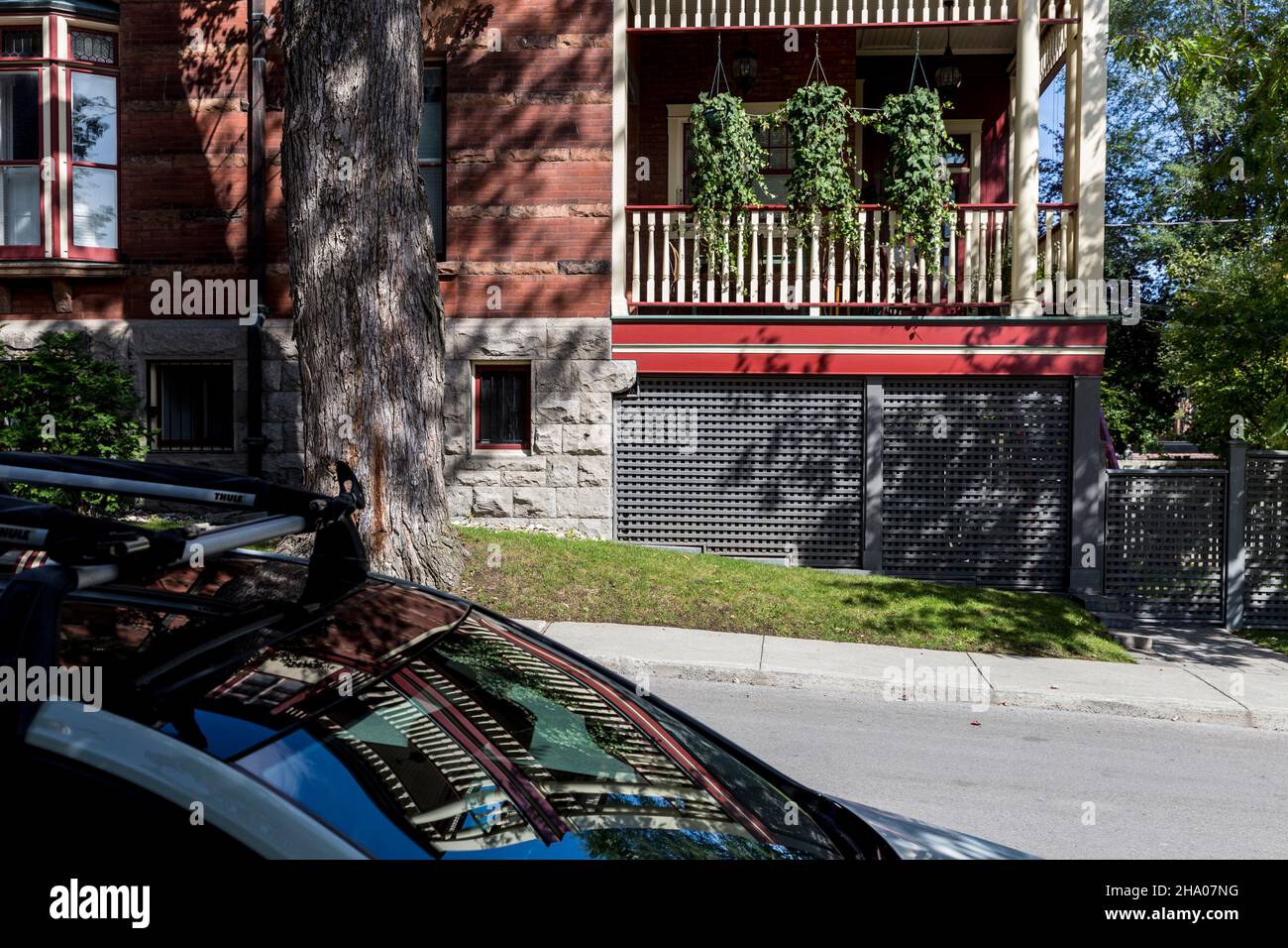Architectural detail of an old house in the Westmount area of Montreal ...