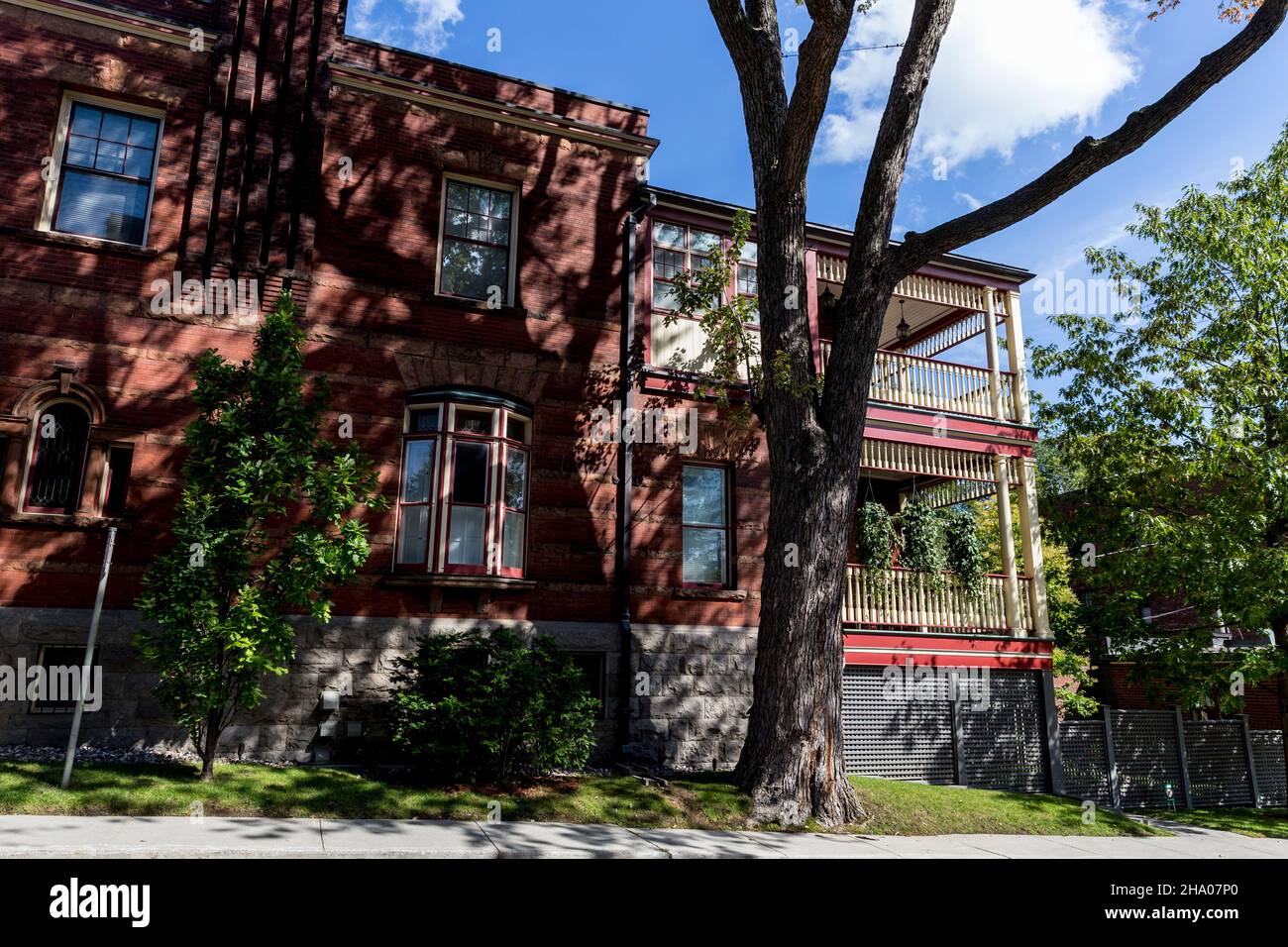 Architectural detail of an old house in the Westmount area of Montreal ...