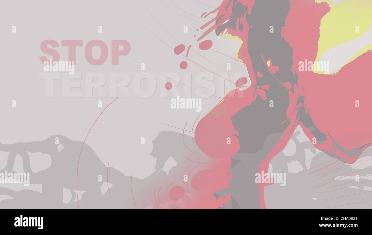 3d illustration - hand drawn concept with words stop terrorism Stock ...