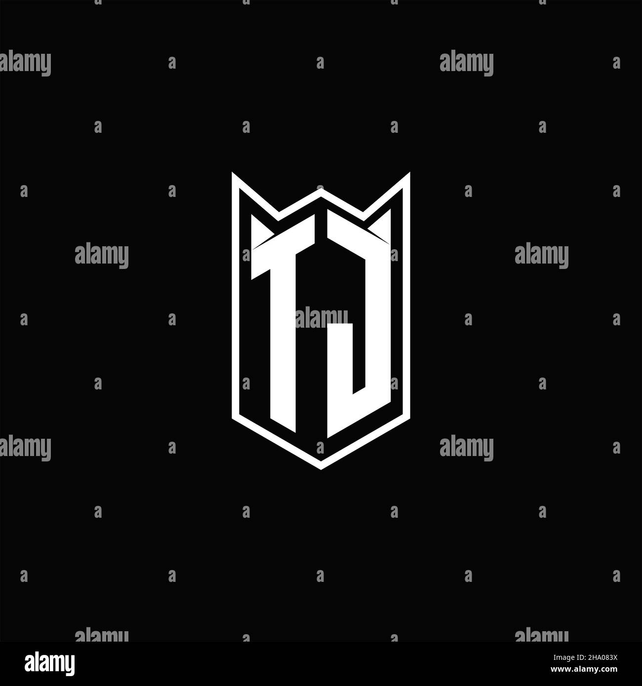 TJ Logo monogram with shield shape designs template vector icon modern ...