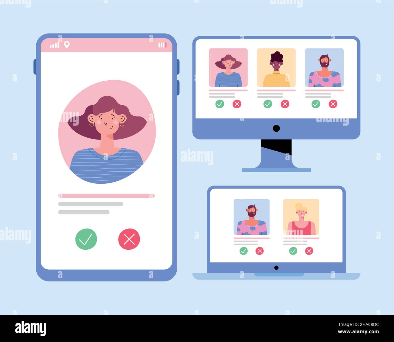 virtual relationships with devices technology Stock Vector Image & Art ...