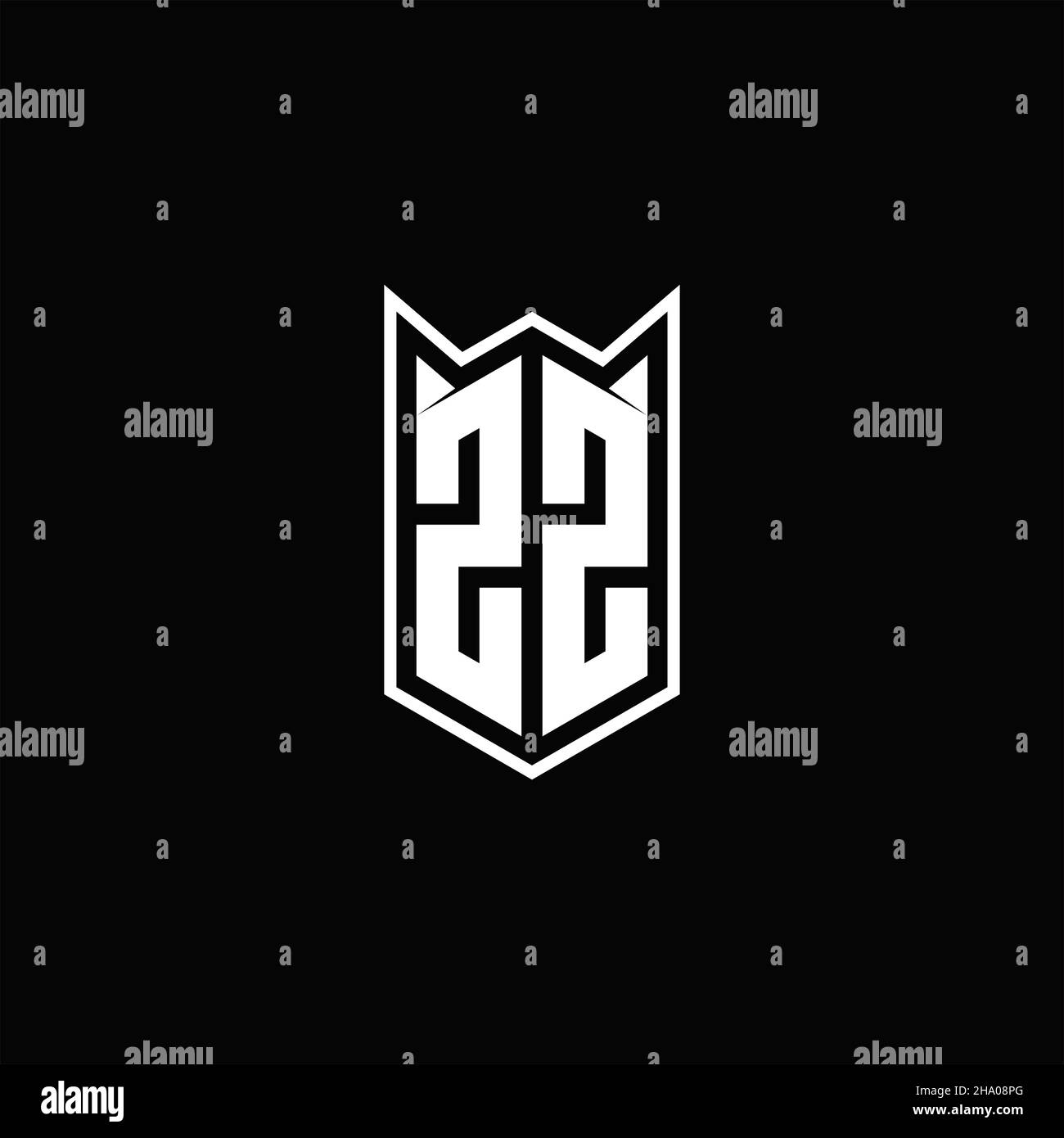 ZZ Logo monogram with shield shape designs template vector icon modern ...