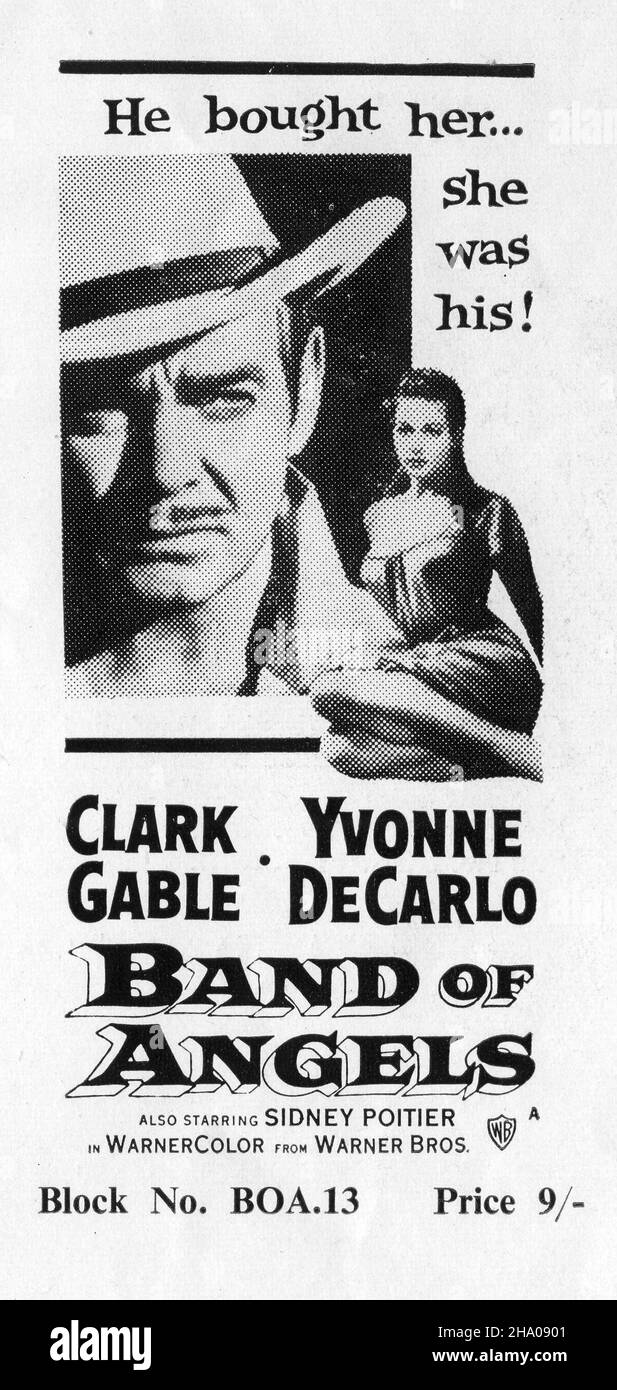 CLARK GABLE and YVONNE DE CARLO in BAND OF ANGELS 1957 director RAOUL ...
