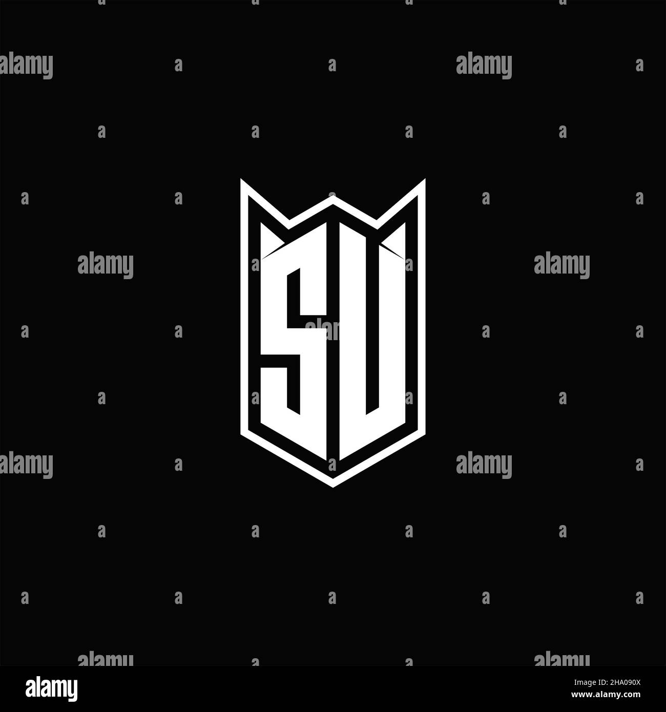 SU Logo monogram with shield shape designs template vector icon modern ...
