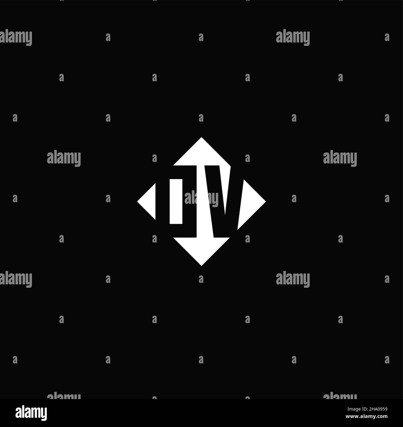 Monogram logo design with diamond square shape isolated on black ...