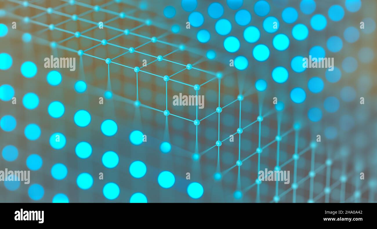 Mesh or net with lines and geometric shapes detail.3d illustration ...