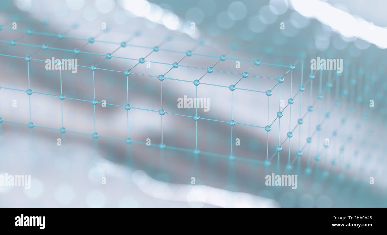 Mesh or net with lines and geometric shapes detail.3d illustration ...