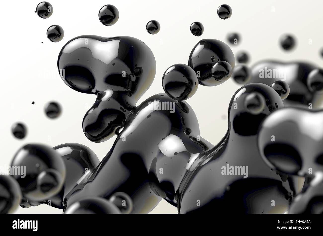 Ink or fluid shapes.Science physics and chemistry. Abstract black ...