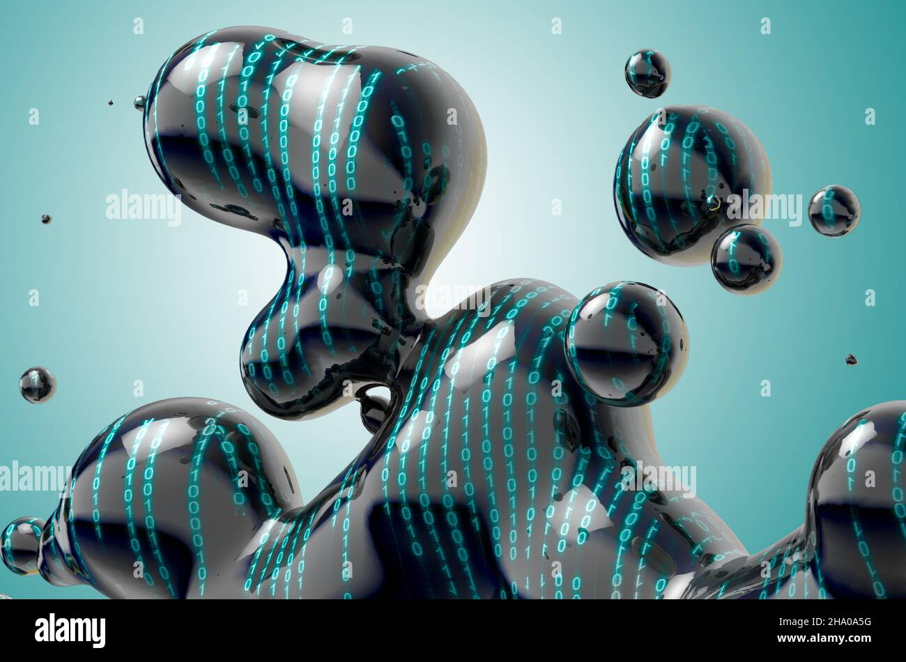 Abstract 3d illustration colorful gradient drop liquid over white ...