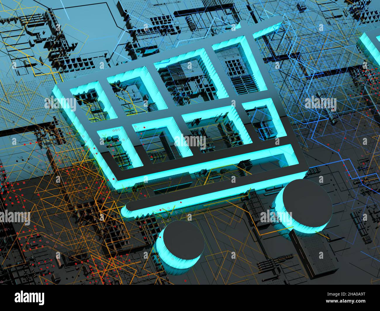 Internet store and digital marketing design.3d illustration.e-commerce ...