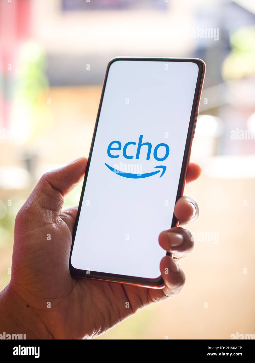 West Bangal, India - December 05, 2021 : Amazon echo logo on phone ...