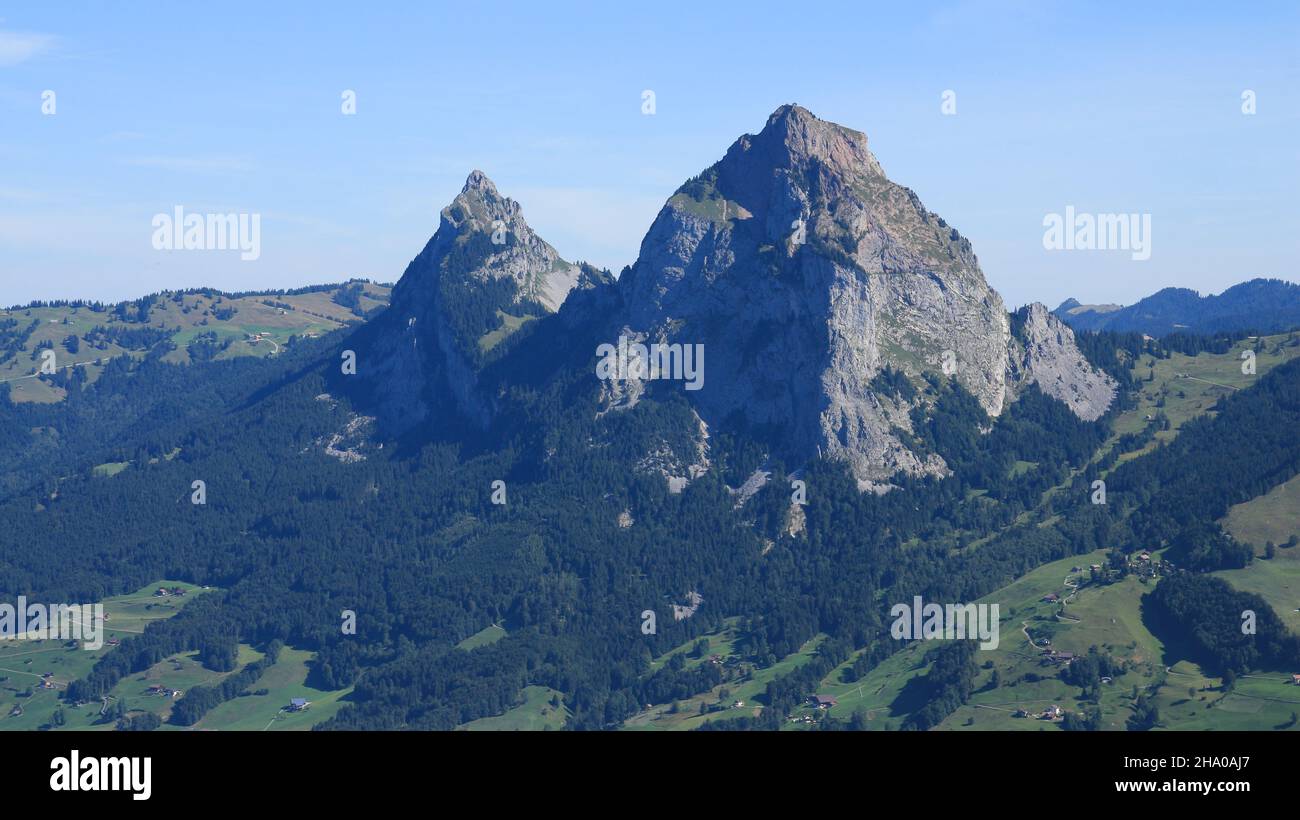 Mountains Grosser Mythen and Kleiner Mythen seen from Stoos Stock Photo ...