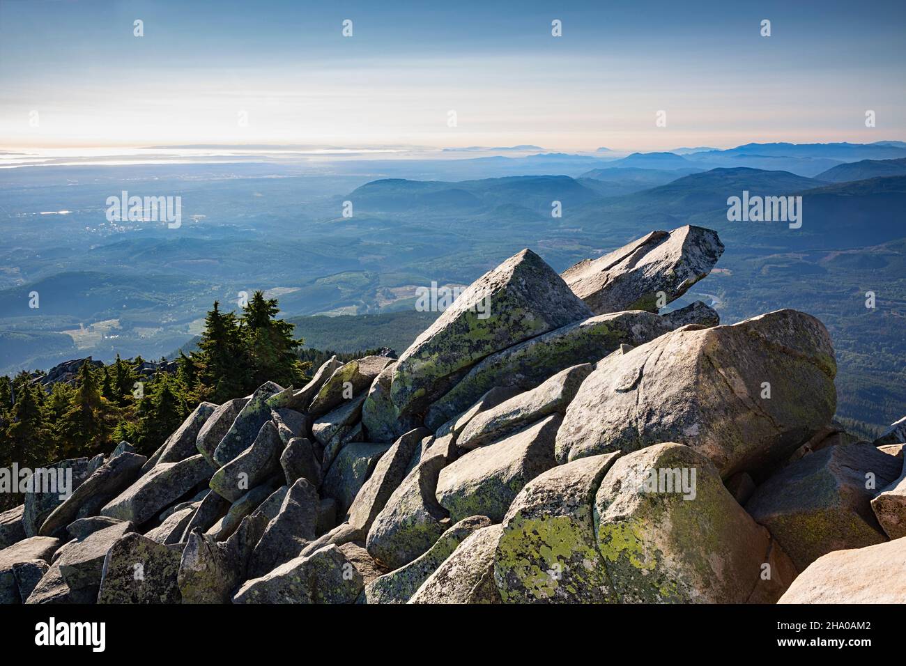 WA19854-00...WASHINGTON - Rocky summit of Mount Pilchuck with view of ...