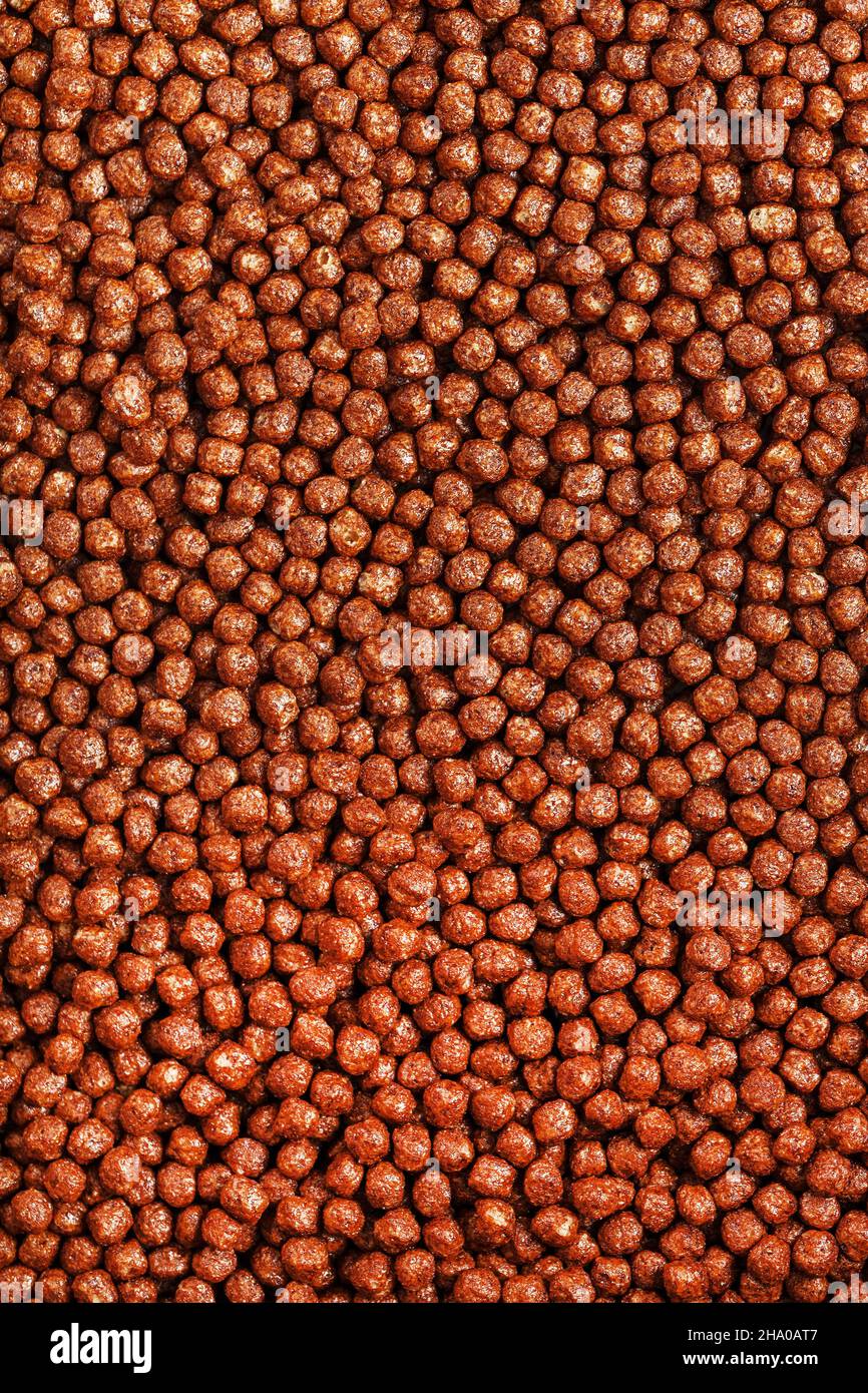 Chocolate balls Ready breakfast texture close-up. Full screen as ...