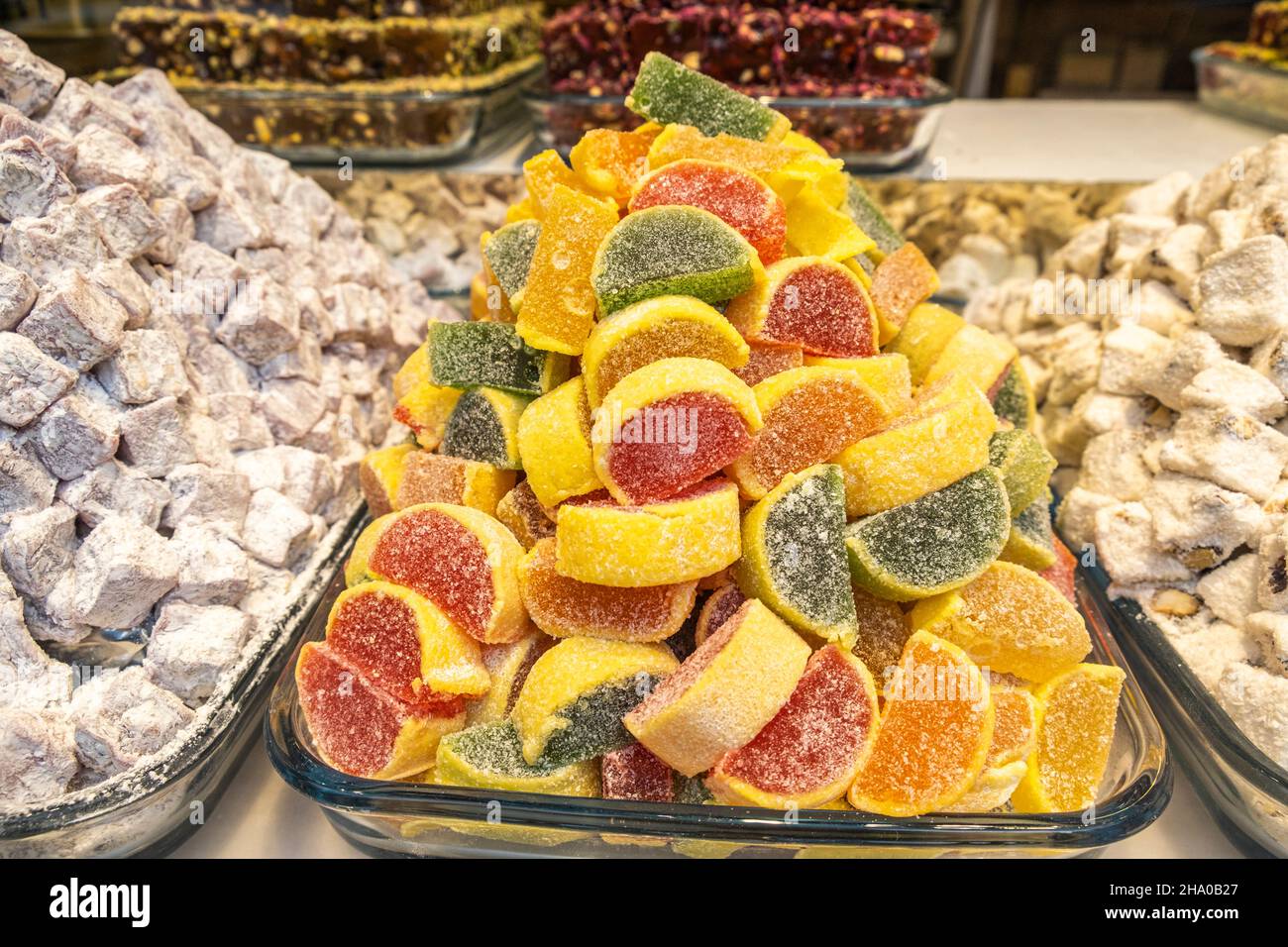 colorful Turkish delights sweet candies in candy shop Stock Photo - Alamy
