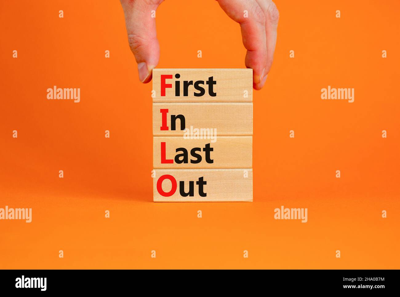 FILO first in last out symbol. Concept words FILO first in last out on ...