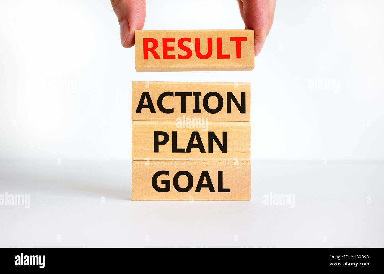 Goal plan action result symbol. Concept words Goal plan action result ...