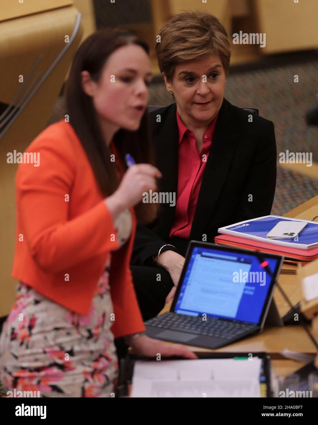 Scotland's First Minister Nicola Sturgeon (right) and Finance Secretary ...
