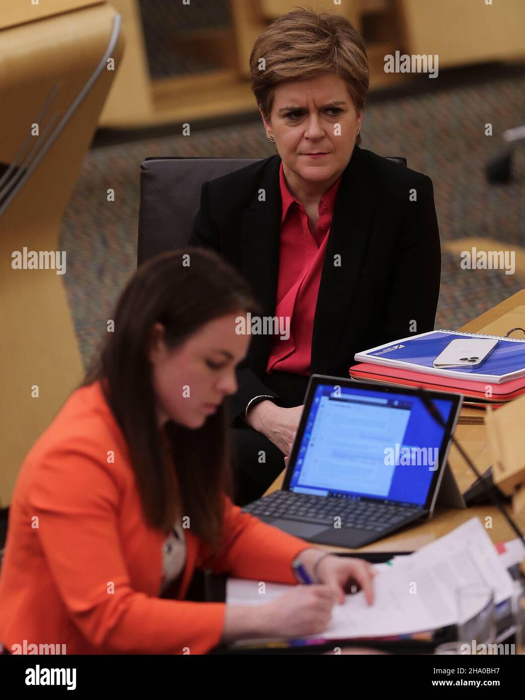 Scotland's First Minister Nicola Sturgeon (right) and Finance Secretary ...