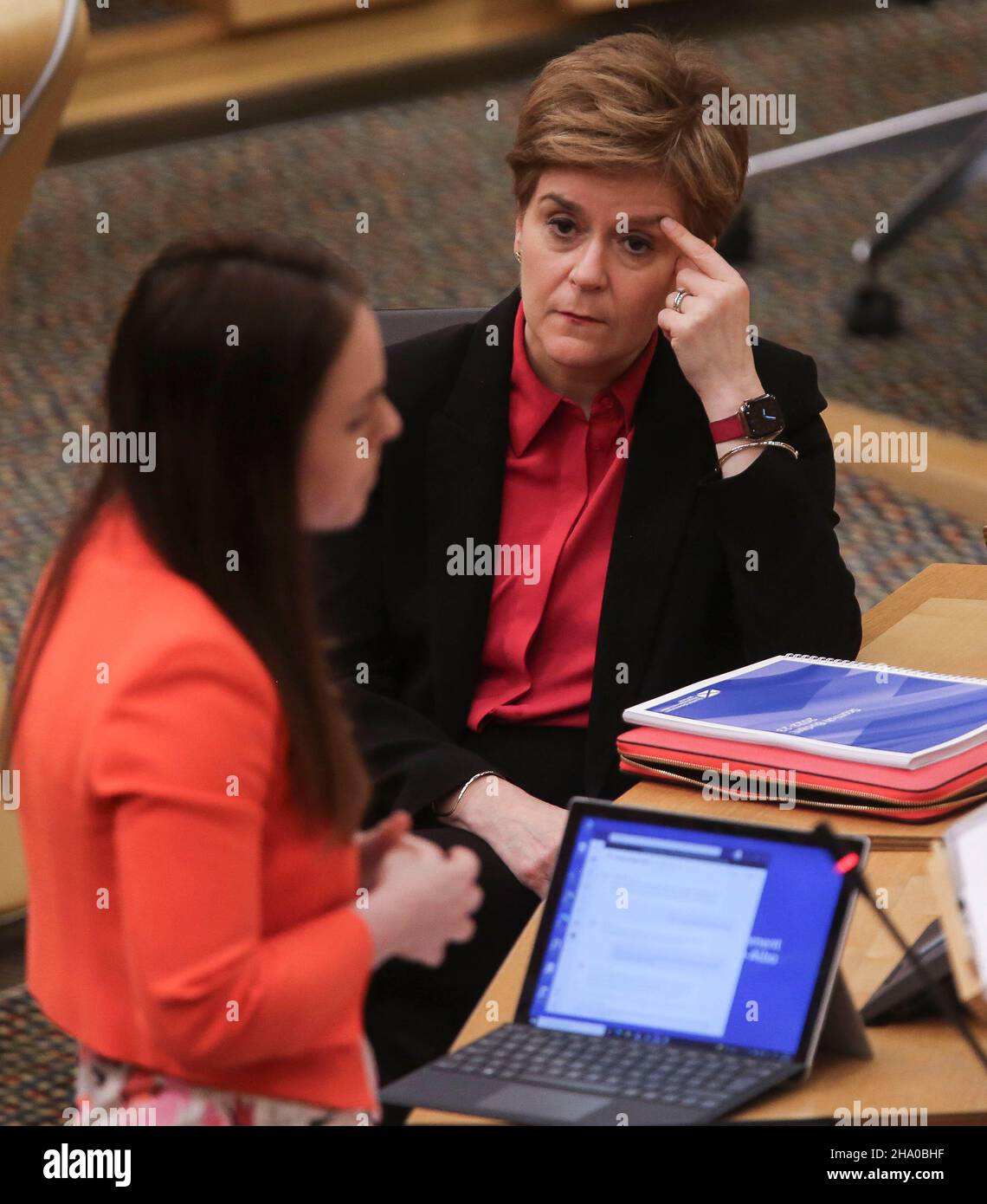 Scotland's First Minister Nicola Sturgeon (right) and Finance Secretary ...
