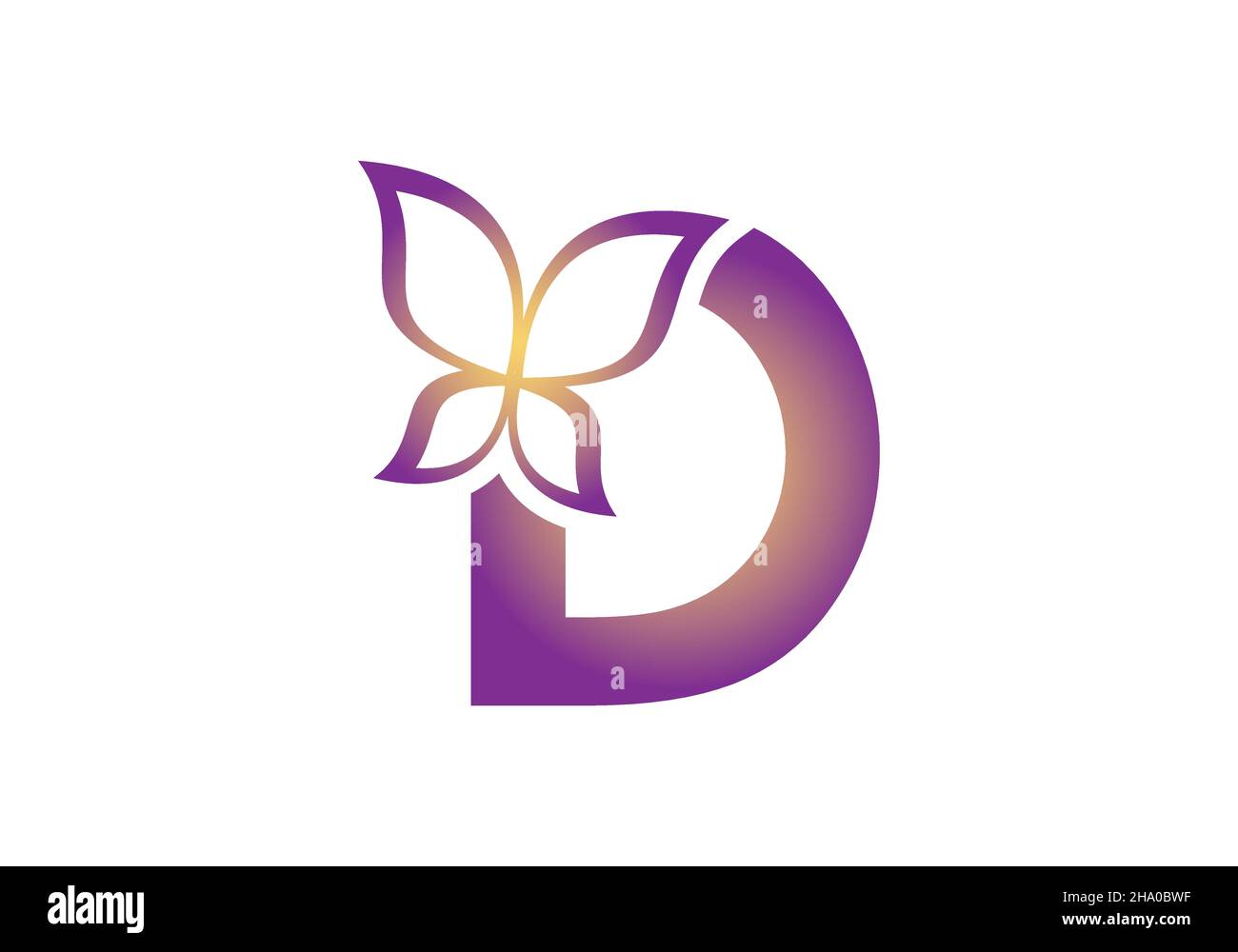 this is a creative letter D add butterfly icon design Stock Vector ...