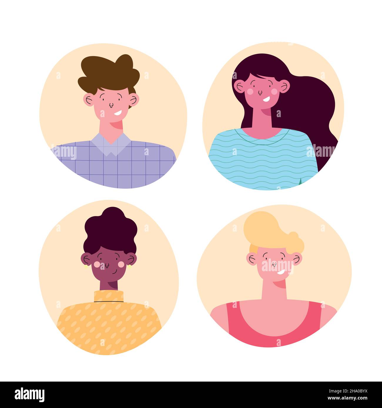 four persons smiling characters icons Stock Vector Image & Art - Alamy