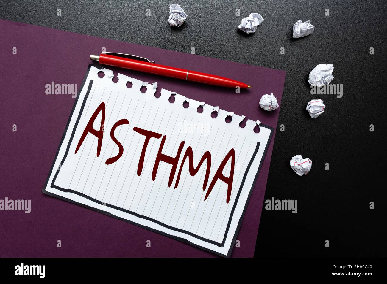 Hand writing sign Asthma. Business idea Respiratory condition marked by ...