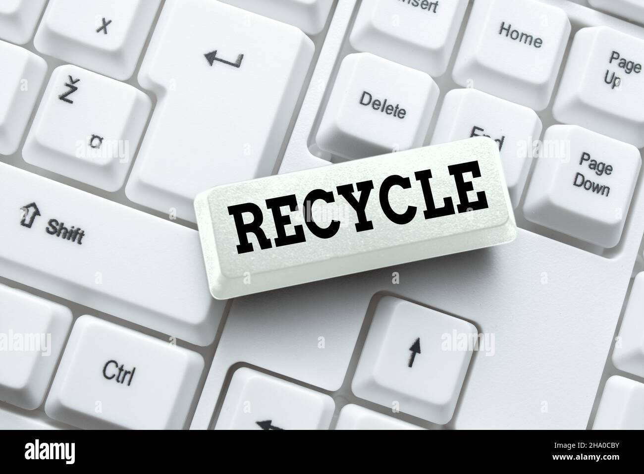 Sign displaying Recycle. Word Written on ocess of converting waste ...