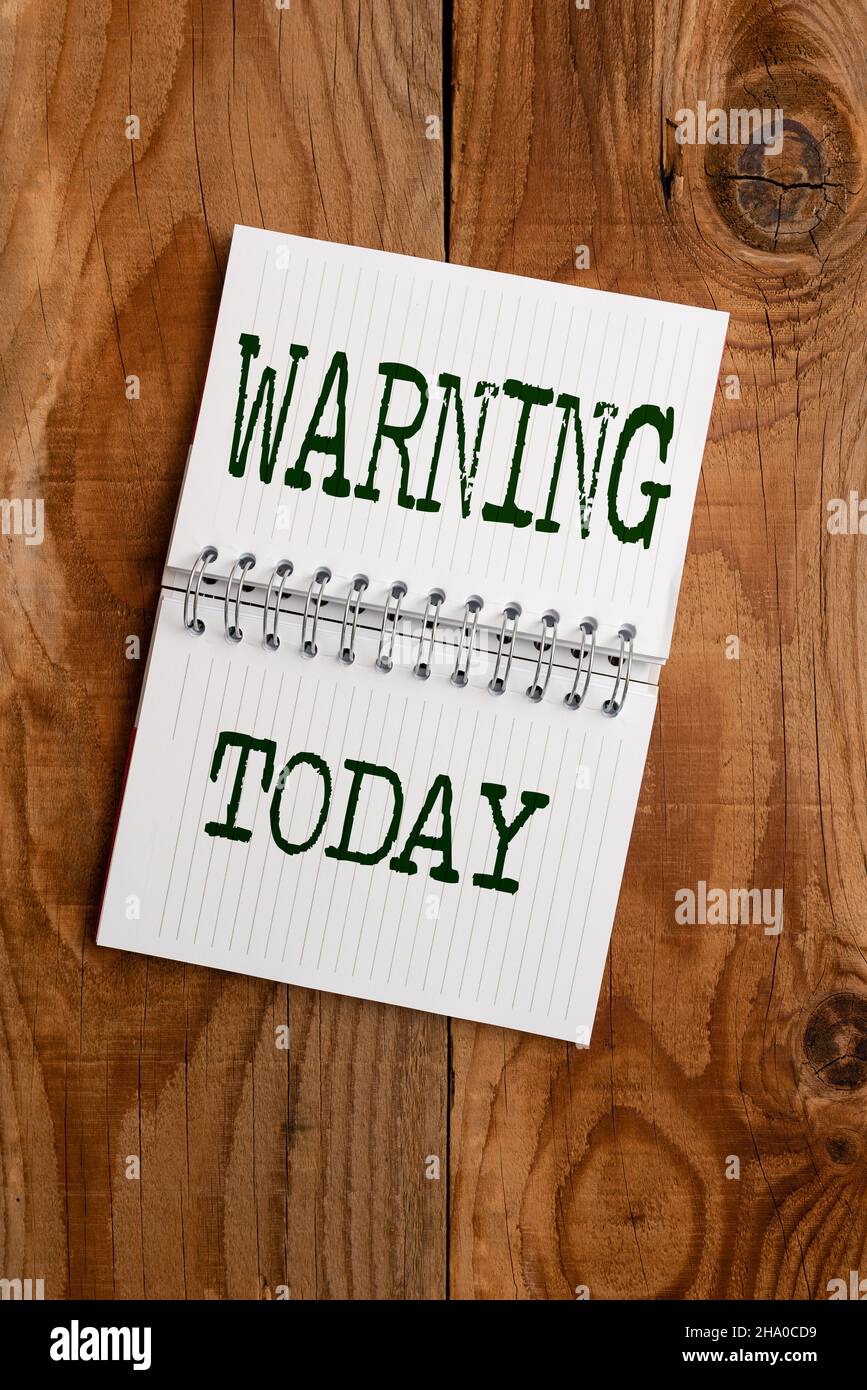 Text sign showing Warning. Concept meaning Advice Sign for possible ...