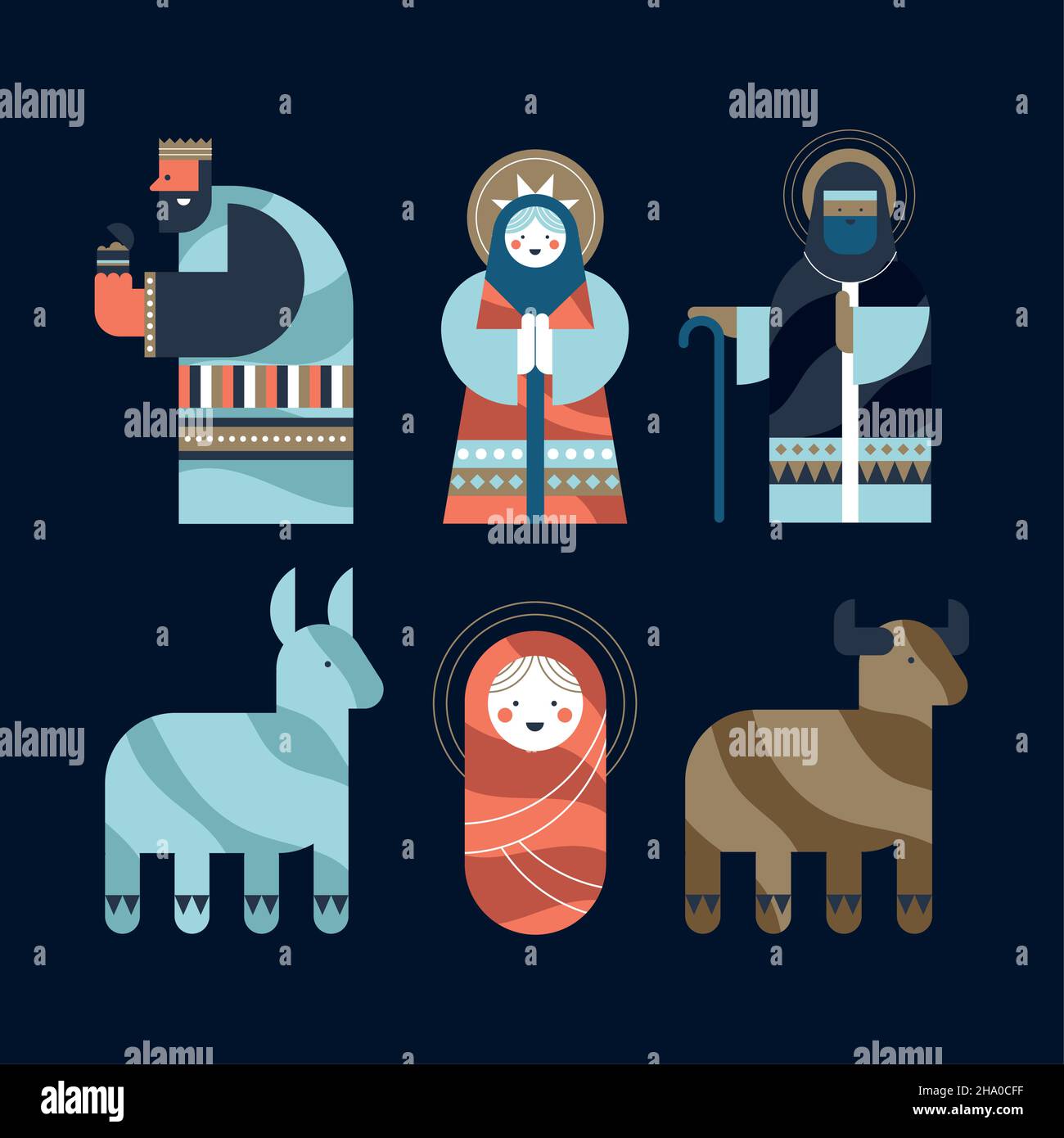 six nativity manger characters group Stock Vector Image & Art - Alamy