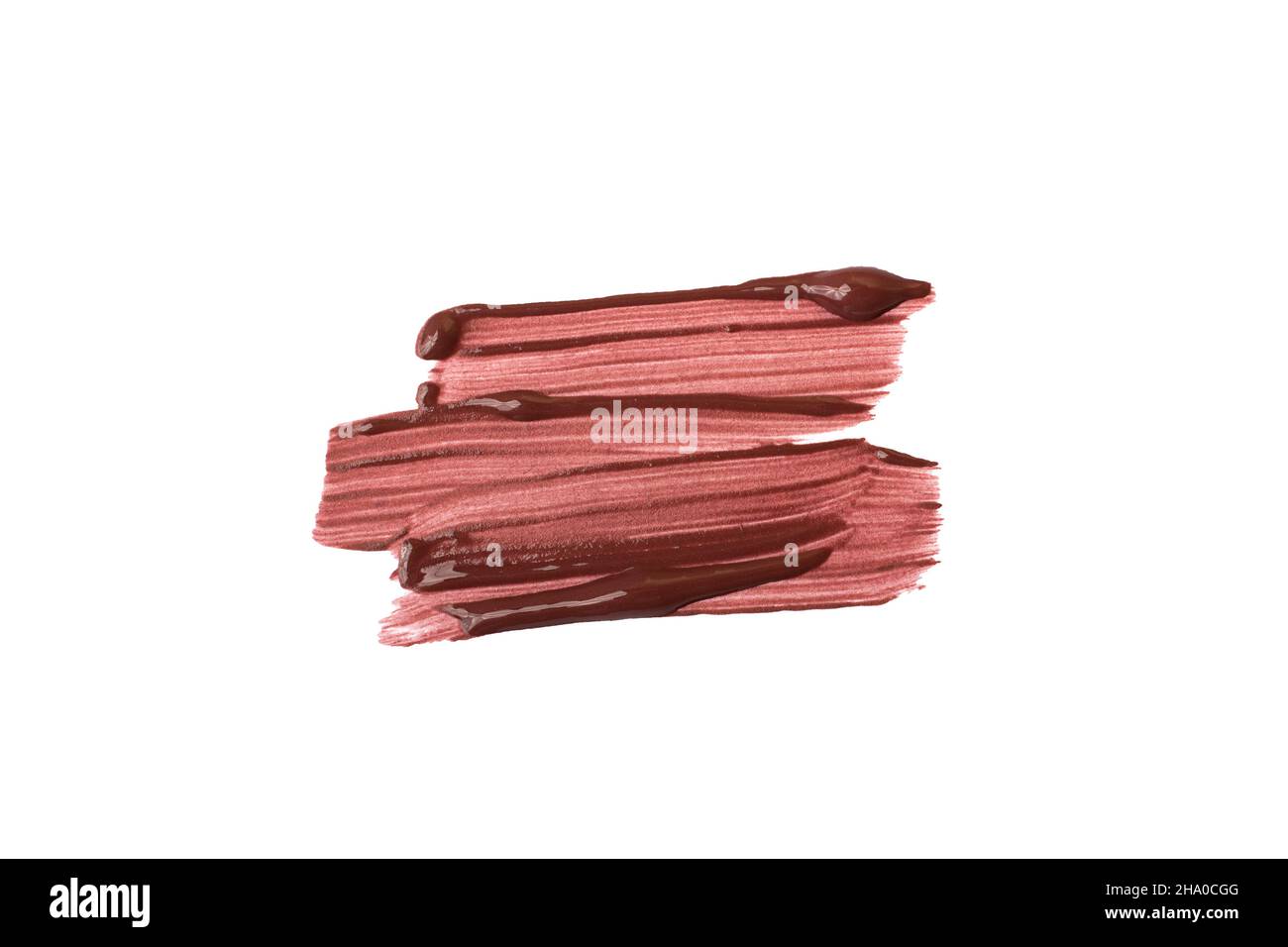 Isolated on white smear of glossy lipstick with shimmer.Caramel color ...