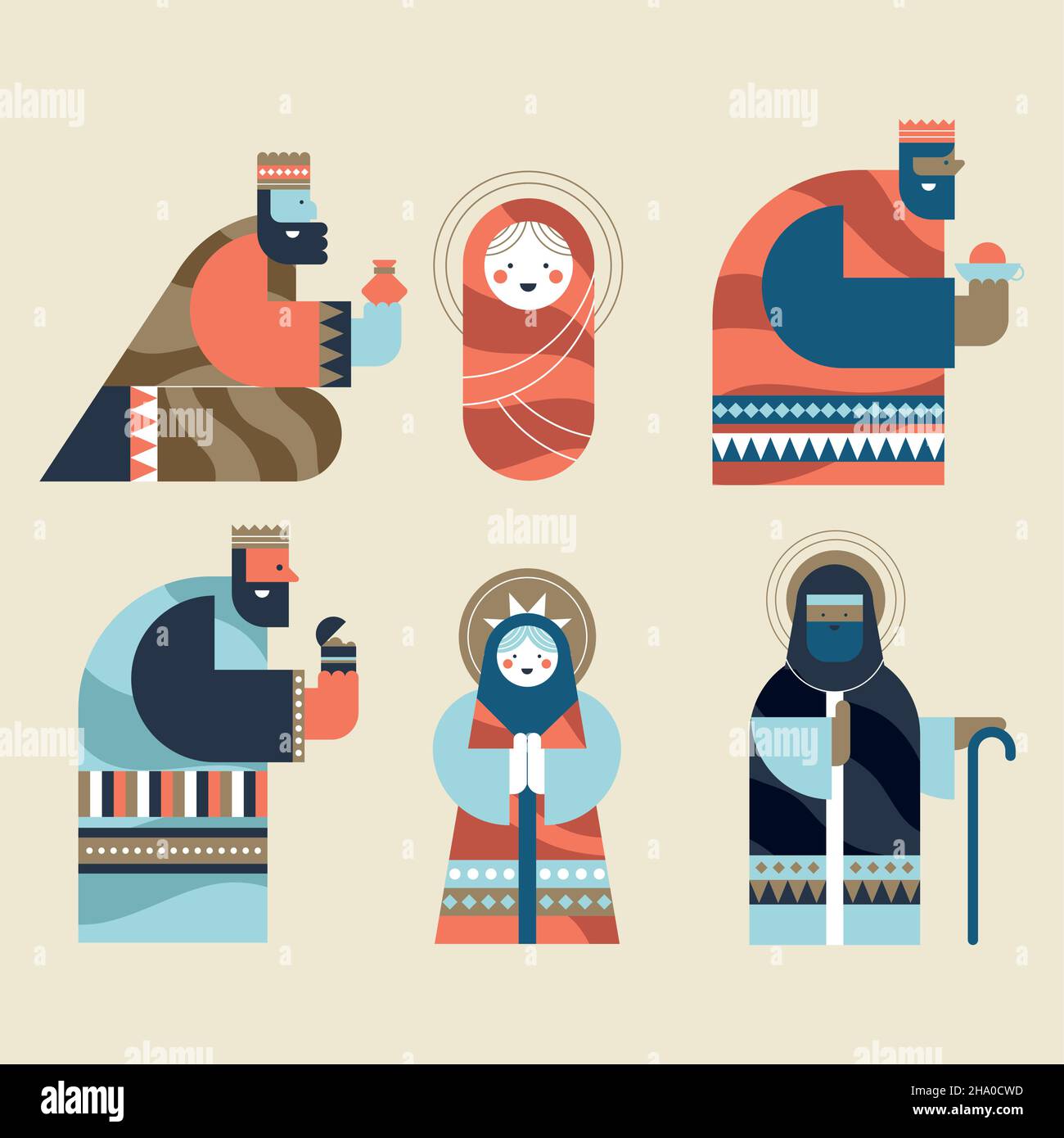 nativity manger six characters group Stock Vector Image & Art - Alamy