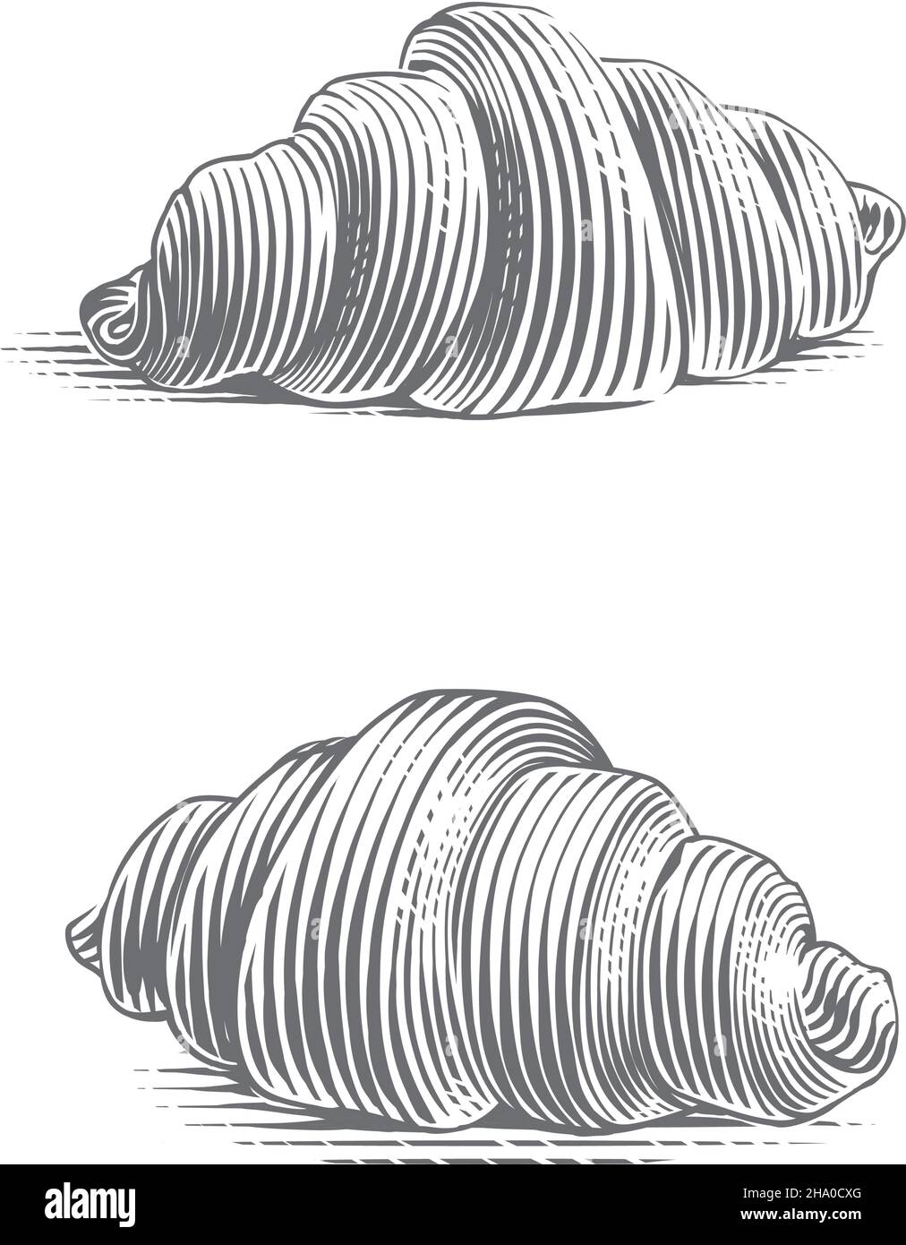 croissant hand drawn drawing engraving retro style Stock Vector Image ...